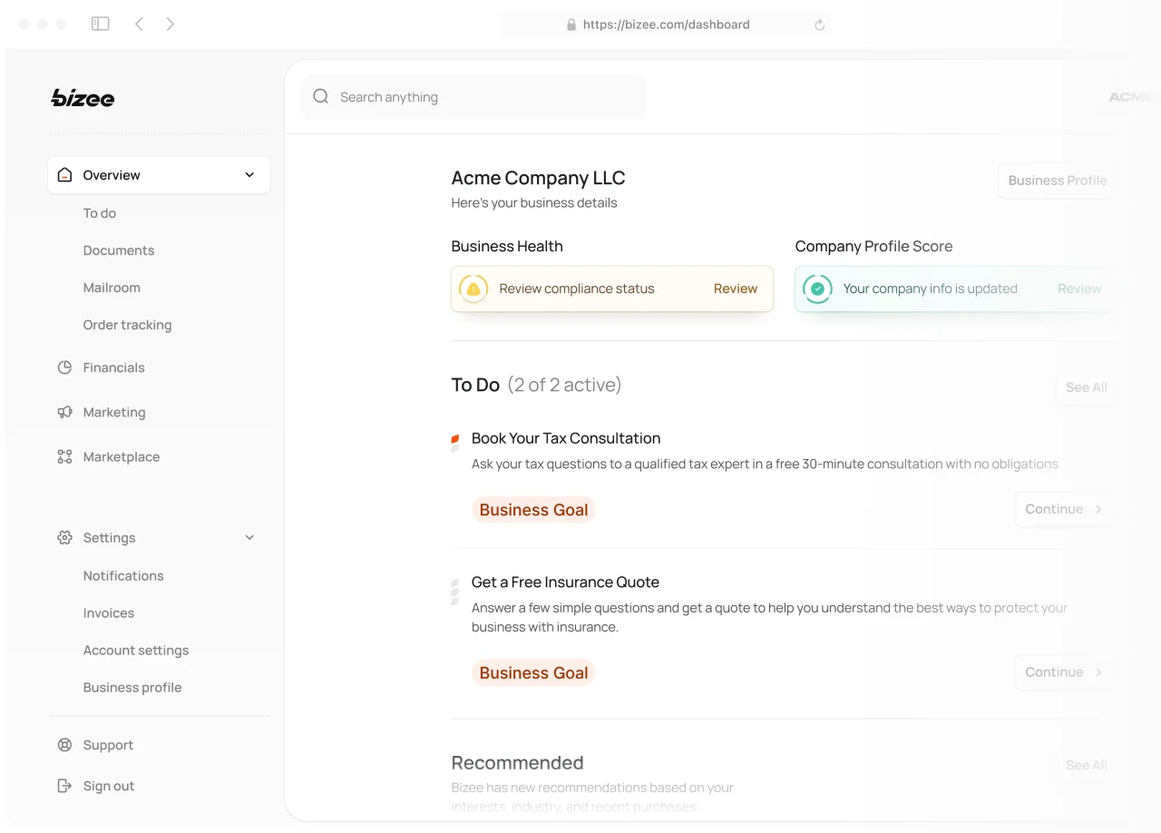 Learn About Client Dashboard | Bizee